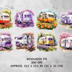 135 Megapack Adventure Campers Clipart, Watercolor Spring Autumn ...
