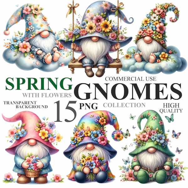 Watercolor Gnomes Clipart - Etsy