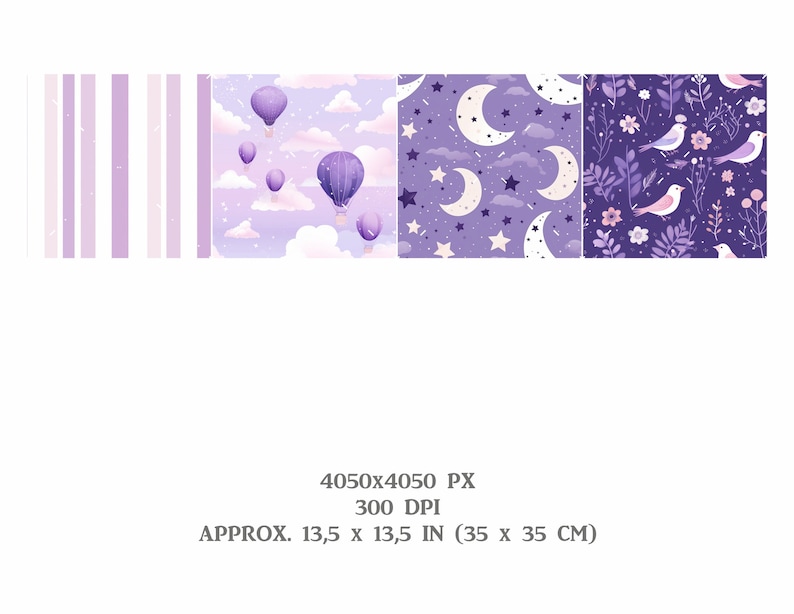20 Purple Nursery Digital Paper Bundle Pack, Lavender Seamless Pattern ...