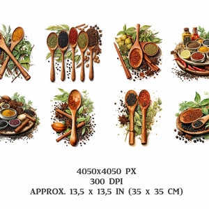 34 Spices and Herbs Watercolor Clipart, Kitchen Food PNG Digital Clip ...