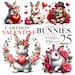 25 Watercolor Valentine Bunnies Pack, February 14th Cute Rabbits Clip ...