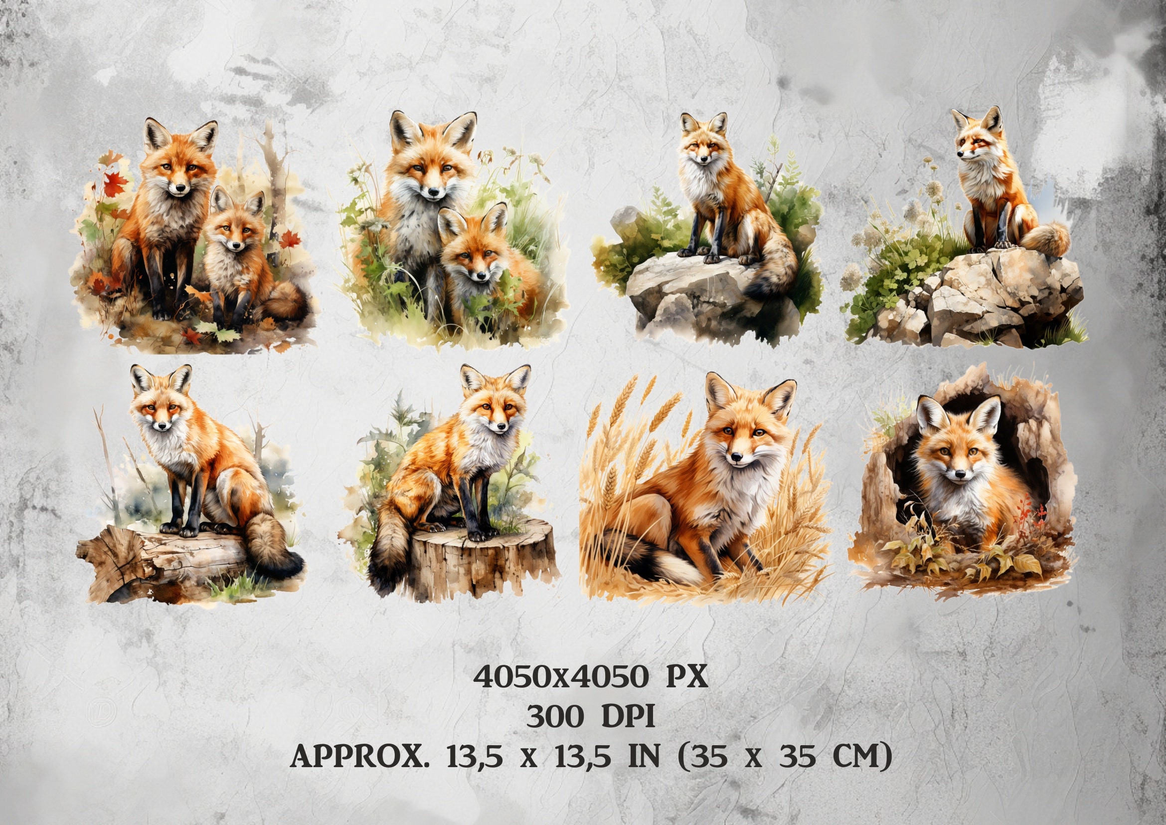 25 Foxes in Forest Clipart Watercolor Woodland Animals PNG - Etsy