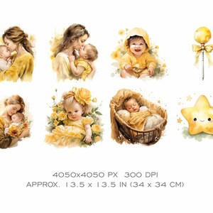 35 Watercolor Baby Shower Clipart Sunshine Baby Bundle Digital Art ...