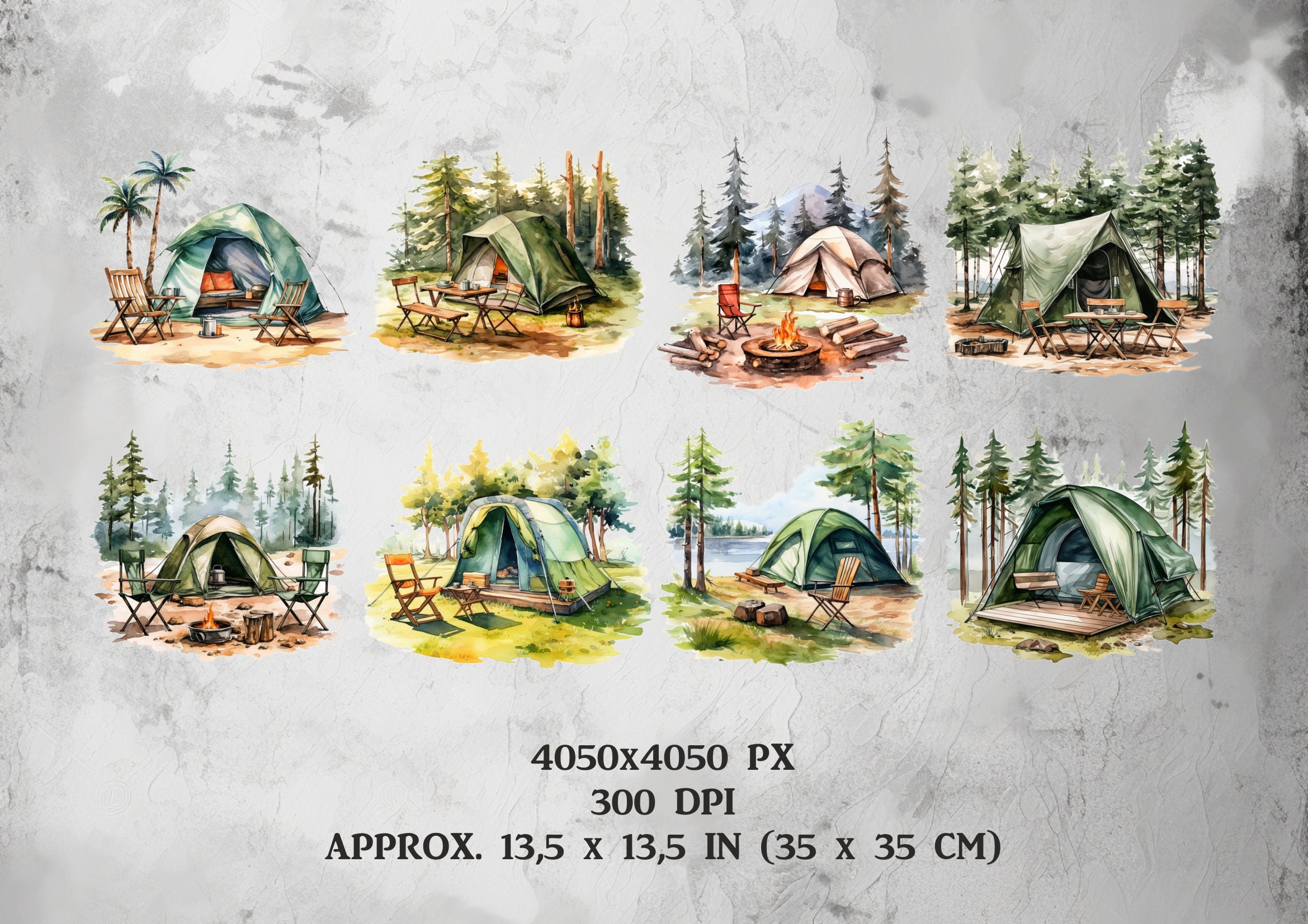25 Camping Tents Clipart, Watercolor Cute Camper PNG Digital Clip Art ...