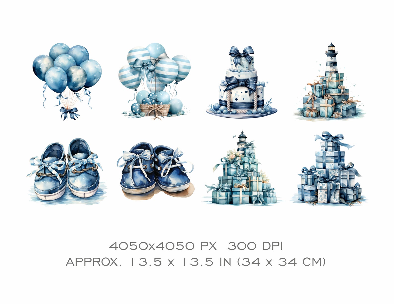 35 Watercolor Baby Shower Clipart Nautical Bundle Digital Clip Art ...