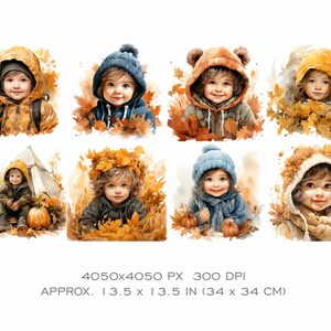25 Watercolor Kids and Autumn Clipart Part 2, Happy Children Bundle ...