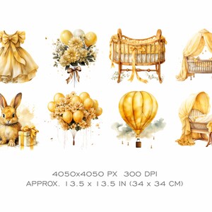 35 Watercolor Baby Shower Clipart Sunshine Baby Bundle Digital Art ...