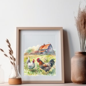 26 Farm Life Clipart, Cute Watercolor Farm Animals PNG Digital Clip Art ...