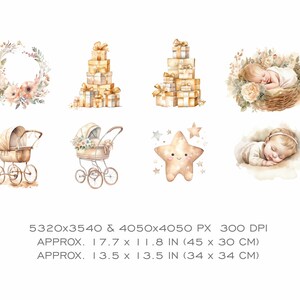 36 Watercolor Baby Shower Clipart Welcome Baby Bundle Digital Clip Art ...