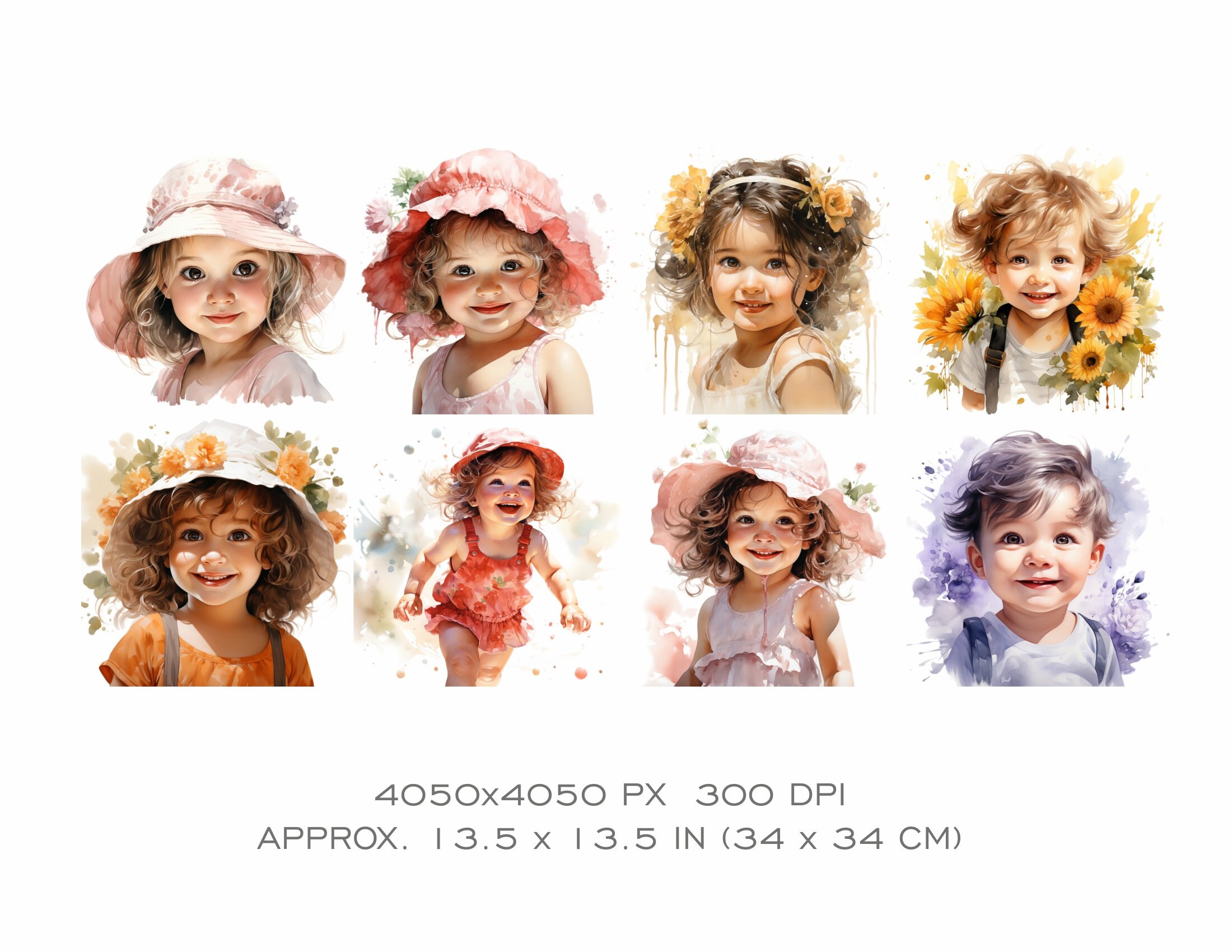 25 Watercolor Kids and Summer Clipart Part 1, Happy Children Bundle ...
