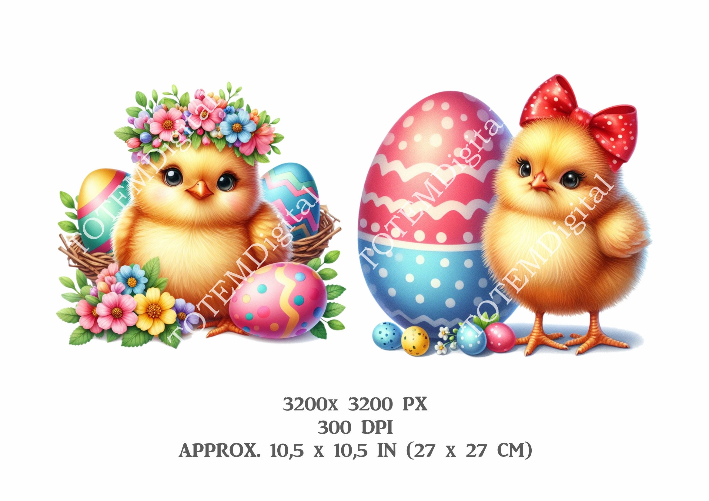 15 Watercolor Spring Chicks Pack, Cute Easter Chicken With Flowers PNG ...