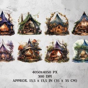 30 Magical Spell Tents Clipart,watercolor Halloween Fantasy PNG Digital ...