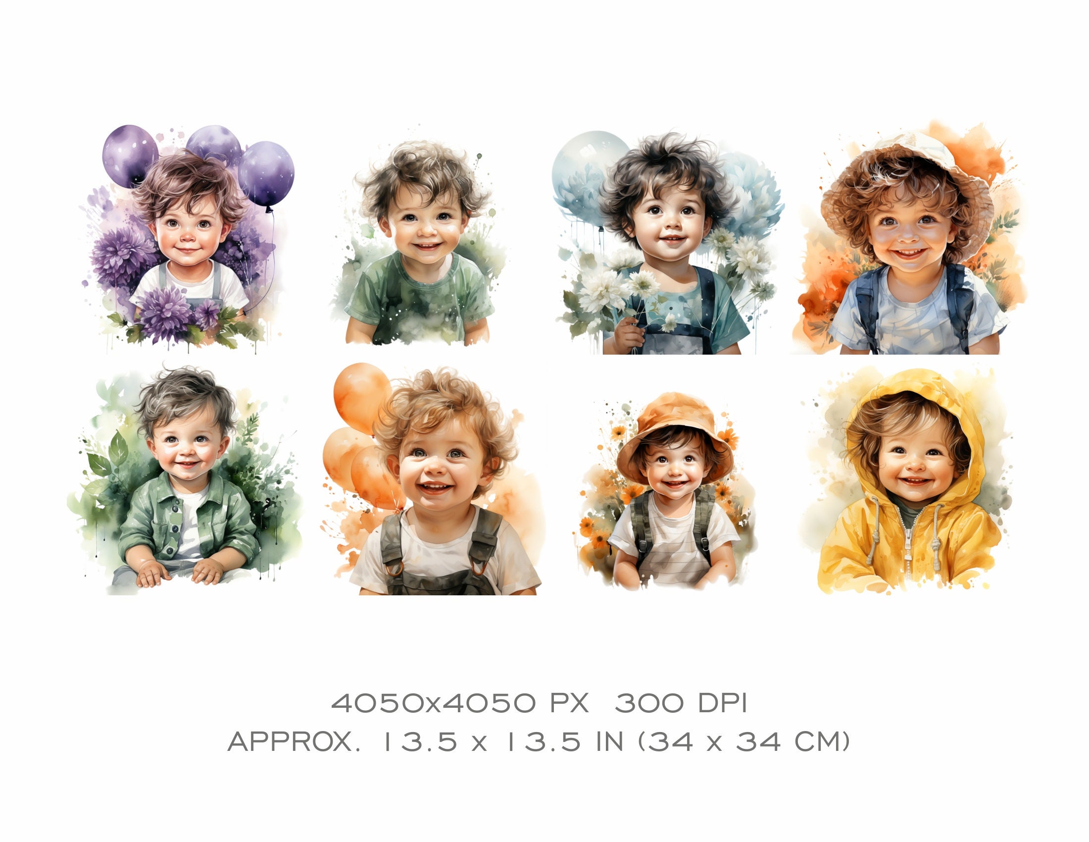 25 Watercolor Kids and Summer Clipart Part 2, Happy Children Bundle ...