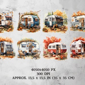 135 Megapack Adventure Campers Clipart, Watercolor Spring Autumn ...