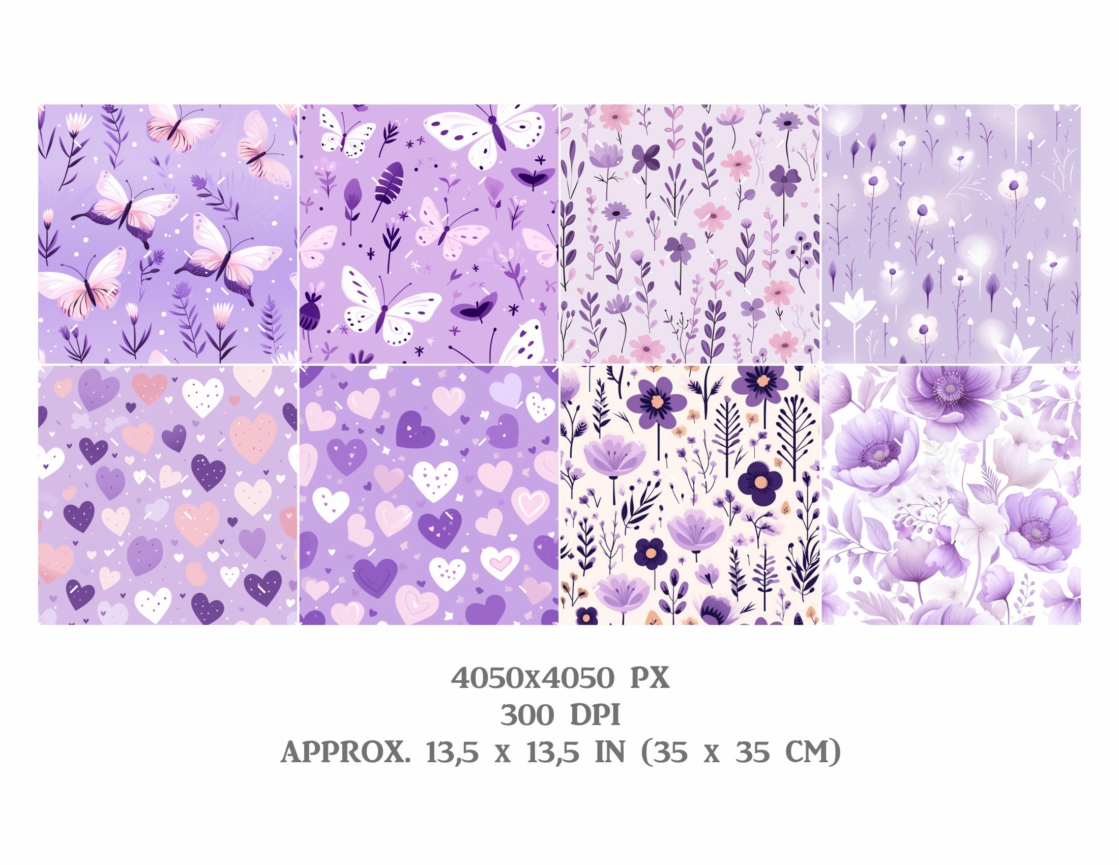 20 Purple Nursery Digital Paper Bundle Pack, Lavender Seamless Pattern ...