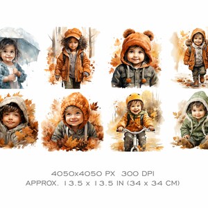 25 Watercolor Kids and Autumn Clipart Part 2, Happy Children Bundle ...