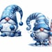 24 Christmas Cute Blue Gnomes Pack, Watercolor Festive Xmas PNG Art ...
