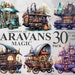 30 Magic Caravans Clipart, Watercolor Wizard House PNG Digital Clip Art ...