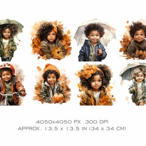 25 Watercolor Kids and Autumn Clipart Part 2, Happy Children Bundle ...