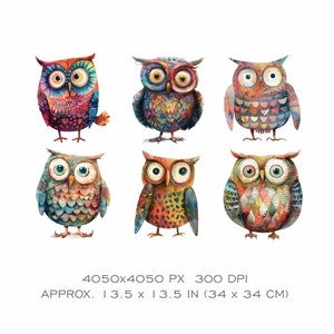 22 Whimsical Owls Clipart, Watercolor Funny Graphics PNG Digital Clip ...