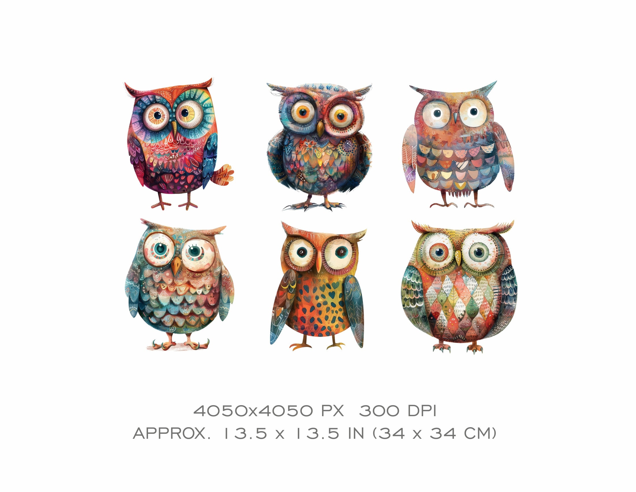22 Whimsical Owls Clipart, Watercolor Funny Graphics PNG Digital Clip ...