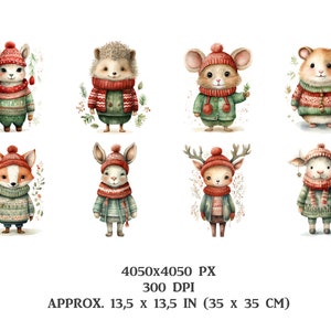 30 Cute Winter Animals in Sweaters Part 2 Pack, Watercolor Animals ...