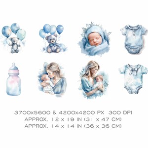 35 Watercolor Baby Shower Clipart Baby Boy Bundle Digital - Etsy