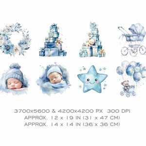 35 Watercolor Baby Shower Clipart Baby Boy Bundle Digital - Etsy