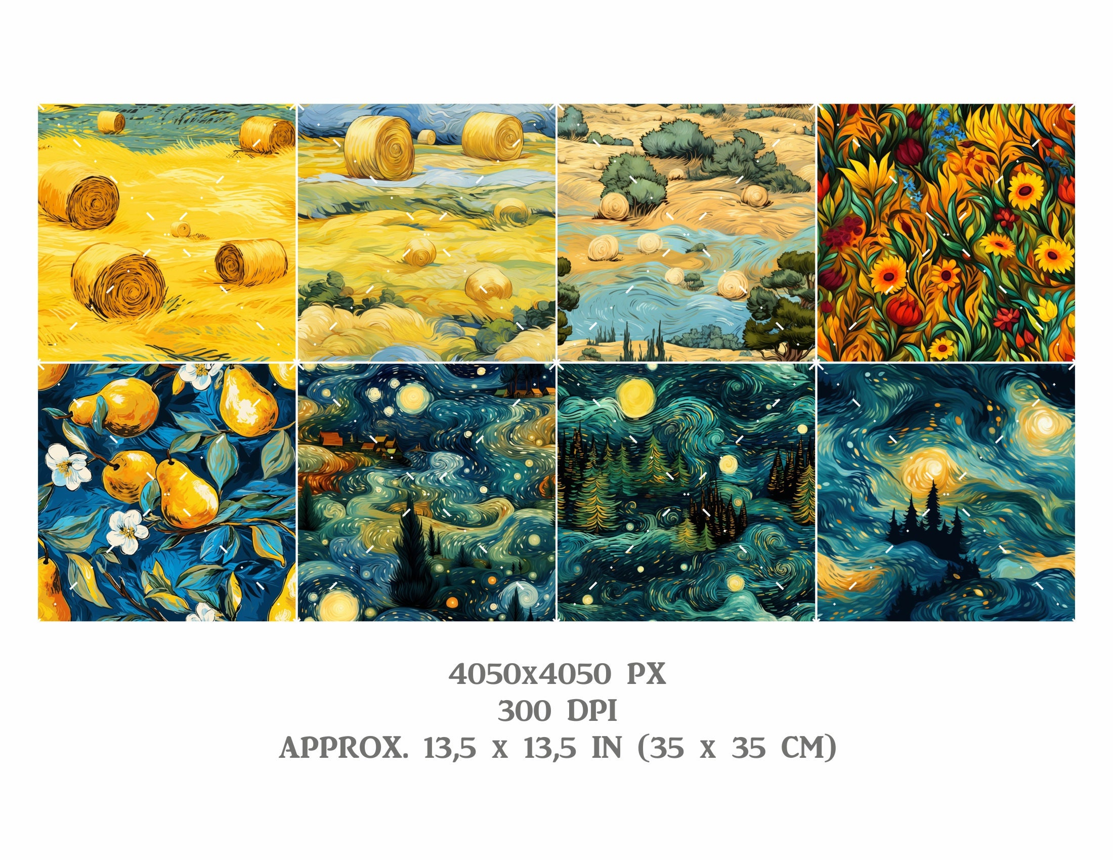 20 Van Gogh Style Digital Paper Pack, Galaxy Starry Night Painting ...