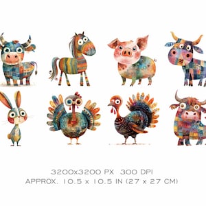 25 Whimsical Farm Animals Clipart, Watercolor Funny Graphics PNG ...