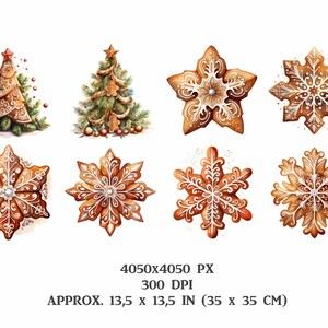 25 Gingerbread Collection Clipart, Watercolor Xmas Holiday Cookies PNG ...