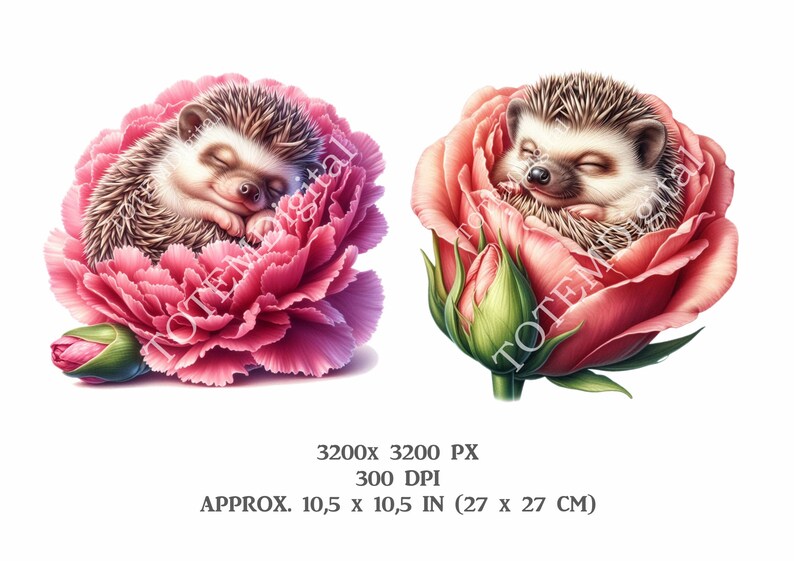 15 Watercolor Hedgehogs in Flowers Pack, Cute Floral Hedgehog PNG Clip ...