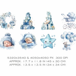 35 Watercolor Baby Shower Clipart Baby Boy Bundle Digital Clip Art ...