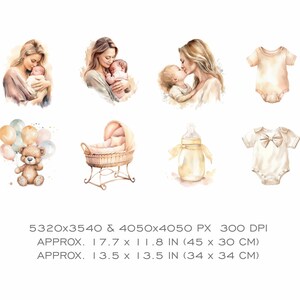 36 Watercolor Baby Shower Clipart Welcome Baby Bundle Digital Clip Art ...