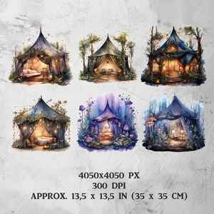 30 Magical Spell Tents Clipart,watercolor Halloween Fantasy PNG Digital ...