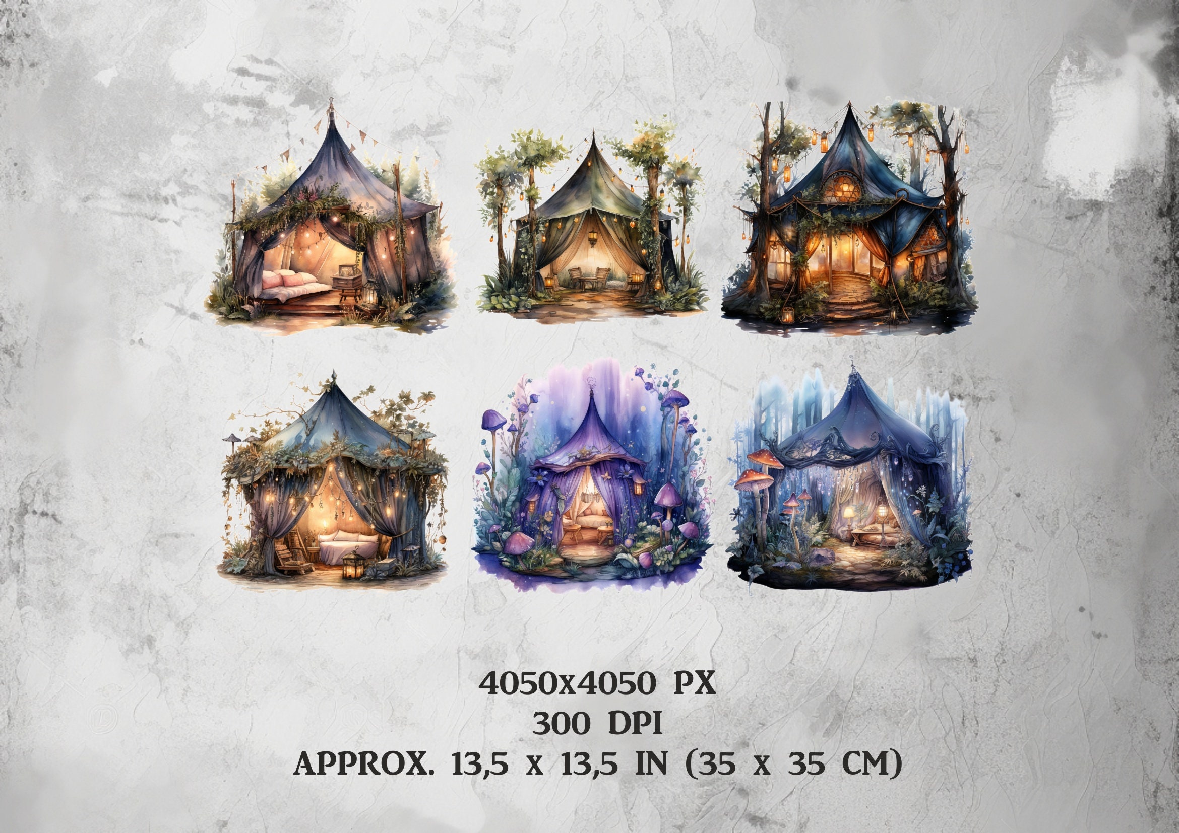 30 Magical Spell Tents Clipartwatercolor Halloween Fantasy - Etsy