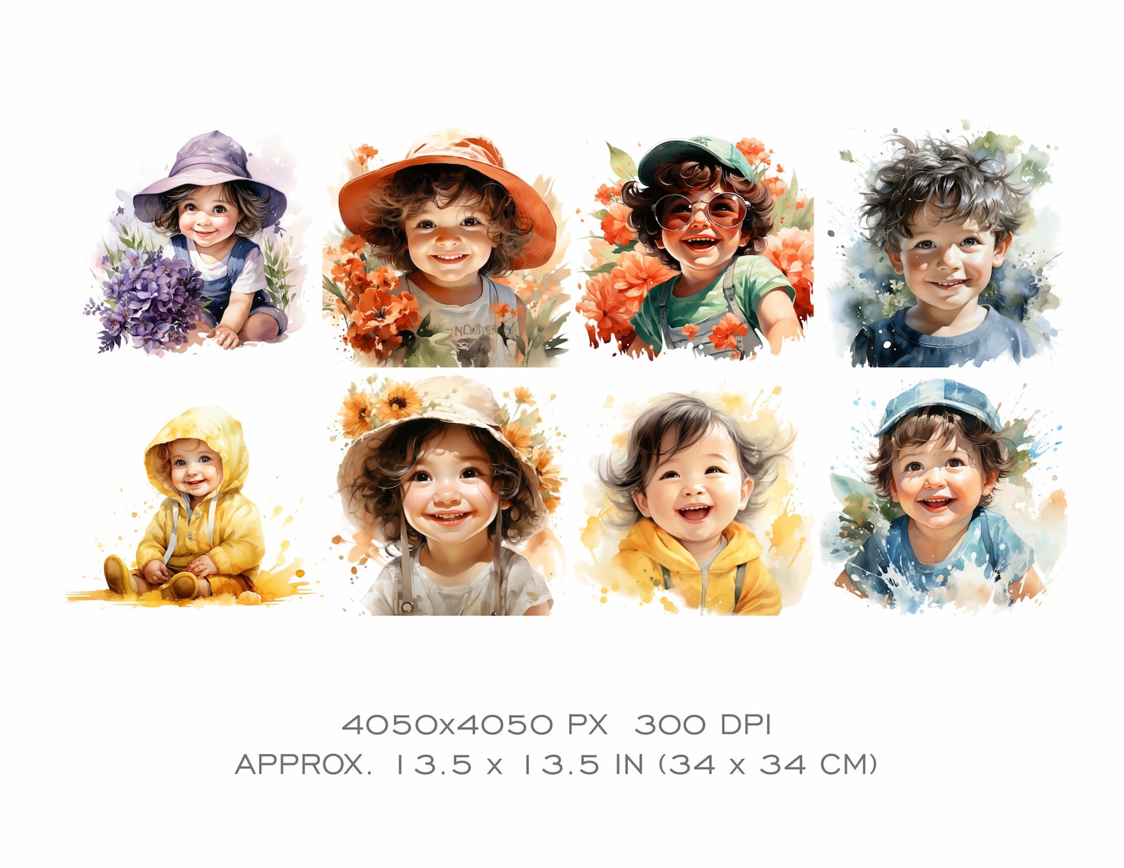 25 Watercolor Kids and Summer Clipart Part 1, Happy Children Bundle ...