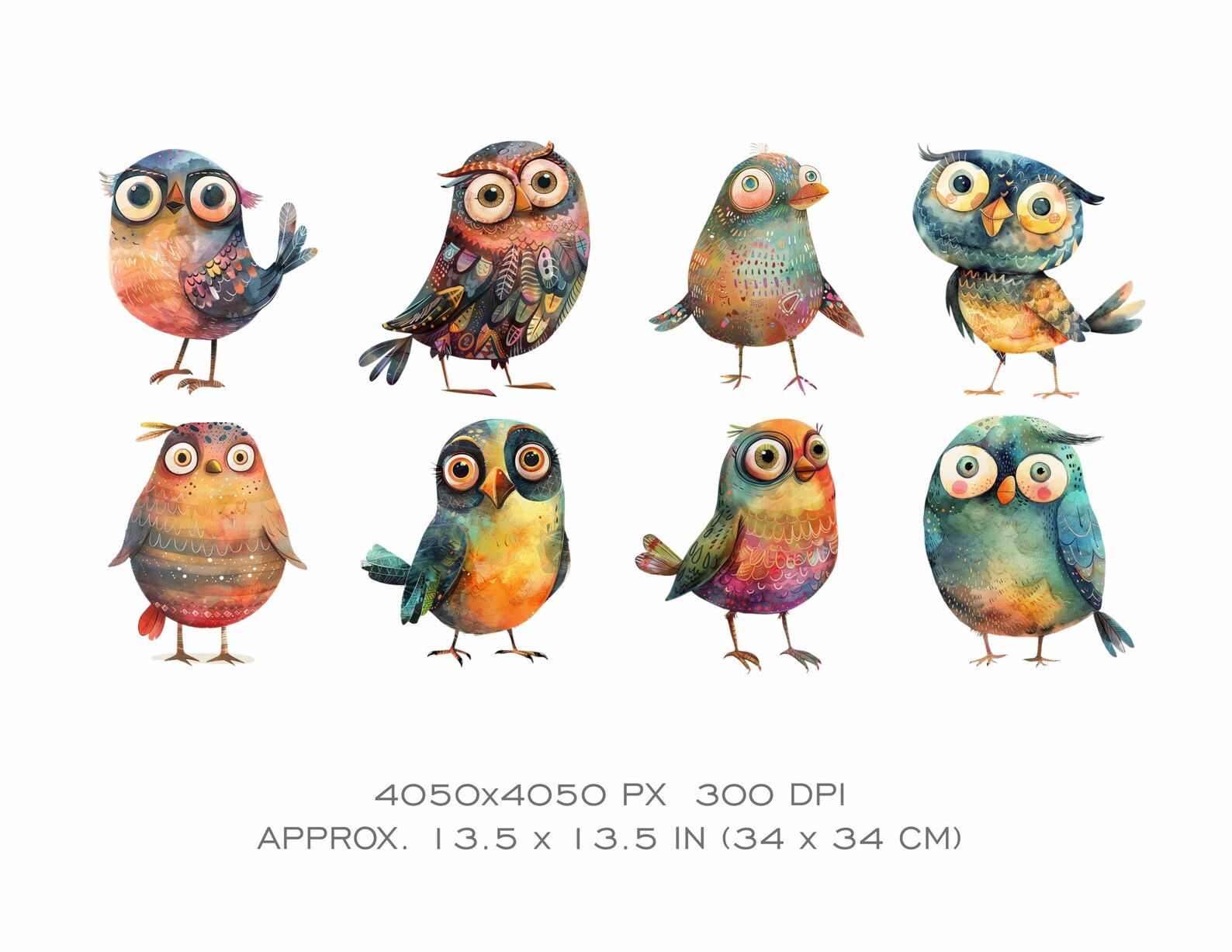 23 Whimsical Birds Clipart, Watercolor Funny Graphics PNG Digital Clip ...