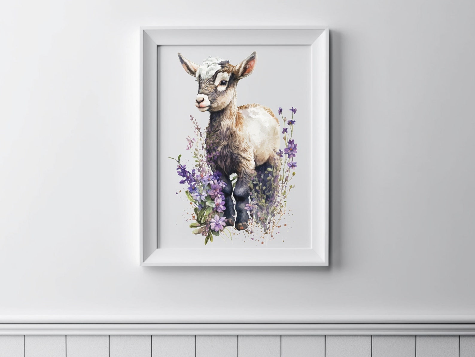 30 Little Goats With Flowers Clipart, Watercolor Cute Goatling PNG ...