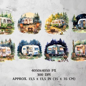 135 Megapack Adventure Campers Clipart, Watercolor Spring Autumn ...