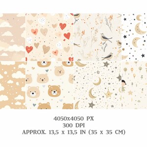 20 Beige Nursery Digital Paper Bundle Pack, Teddy Bear Seamless Pattern ...