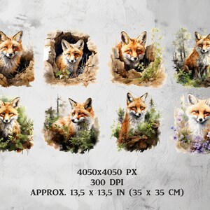 25 Foxes in Forest Clipart, Watercolor Woodland Animals PNG Digital ...