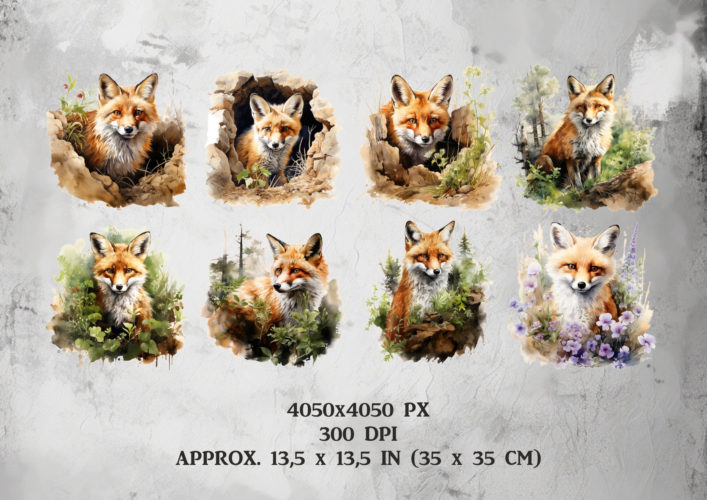 25 Foxes in Forest Clipart Watercolor Woodland Animals PNG - Etsy