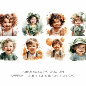 25 Watercolor Kids and Summer Clipart Part 1, Happy Children Bundle ...