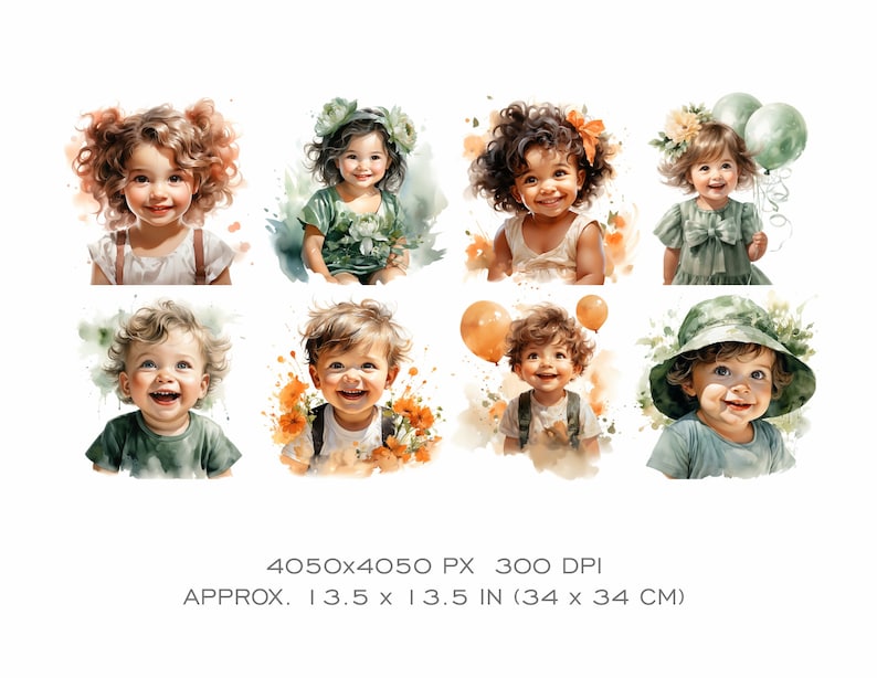 25 Watercolor Kids and Summer Clipart Part 1, Happy Children Bundle ...