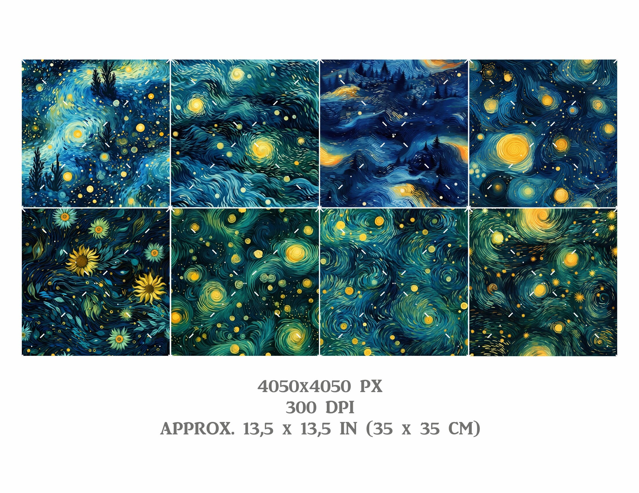 20 Van Gogh Style Digital Paper Pack, Galaxy Starry Night Painting ...
