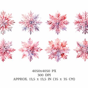 25 Pink Snowflakes Collection Winter Clipart, Christmas Watercolor PNG ...