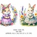 15 Cute Bunnies in Dresses Pack, Watercolor Spring Hares With Flowers ...