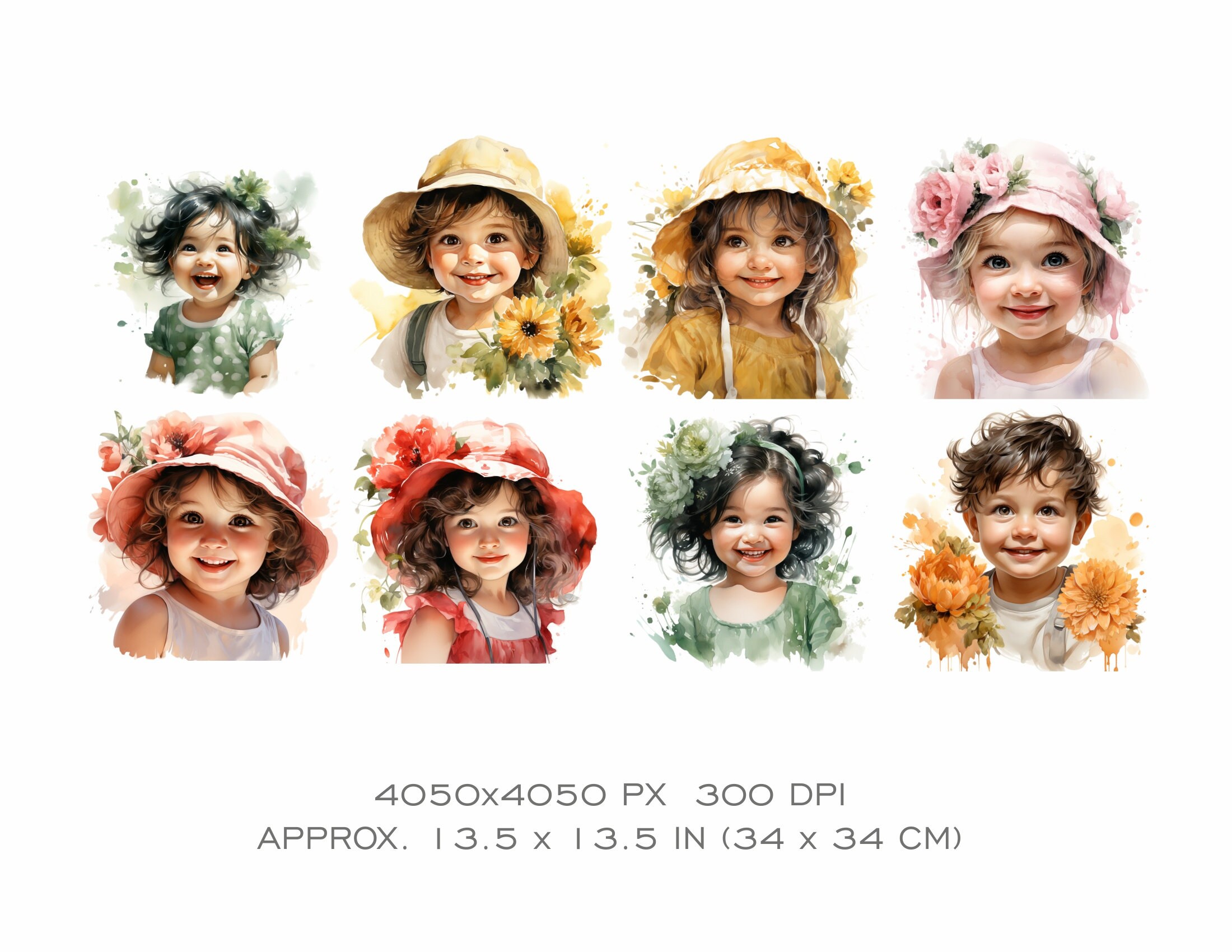 25 Watercolor Kids and Summer Clipart Part 2, Happy Children Bundle ...