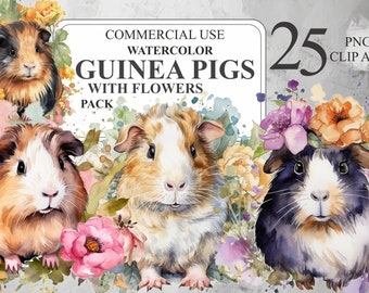 Watercolor Guinea Pigs Wedding Pack, 25 Watercolour Cute Animals With ...